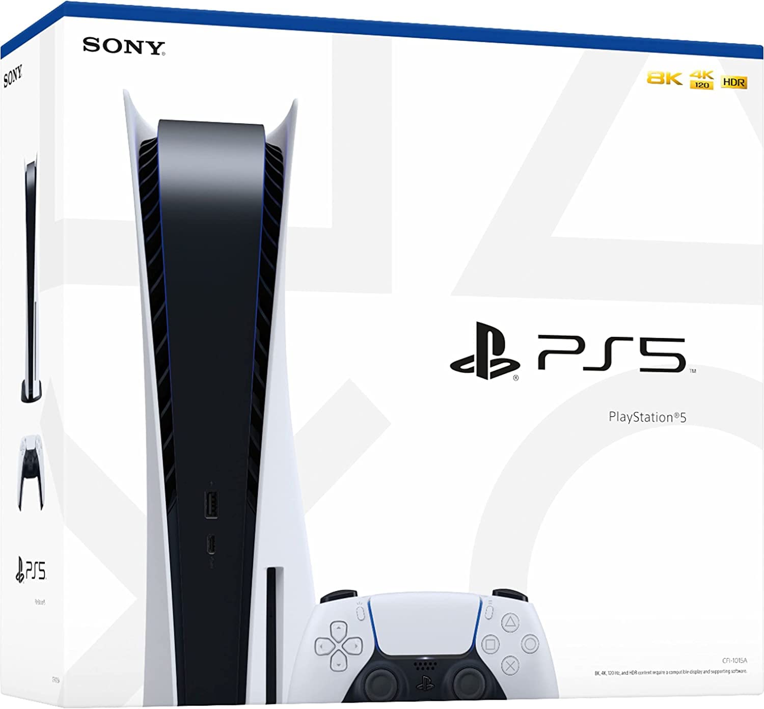 Sony PS5 Playstation 5 Disc Version Gaming Console - 16GB GDDR6 Memory, Ultra-High Speed 825GB SSD, 4K Blu-Ray, WiFi 6, Bluetooth 5.1, Ethernet, 120Hz 8K Output, Tempest 3D AudioTech, Type-C