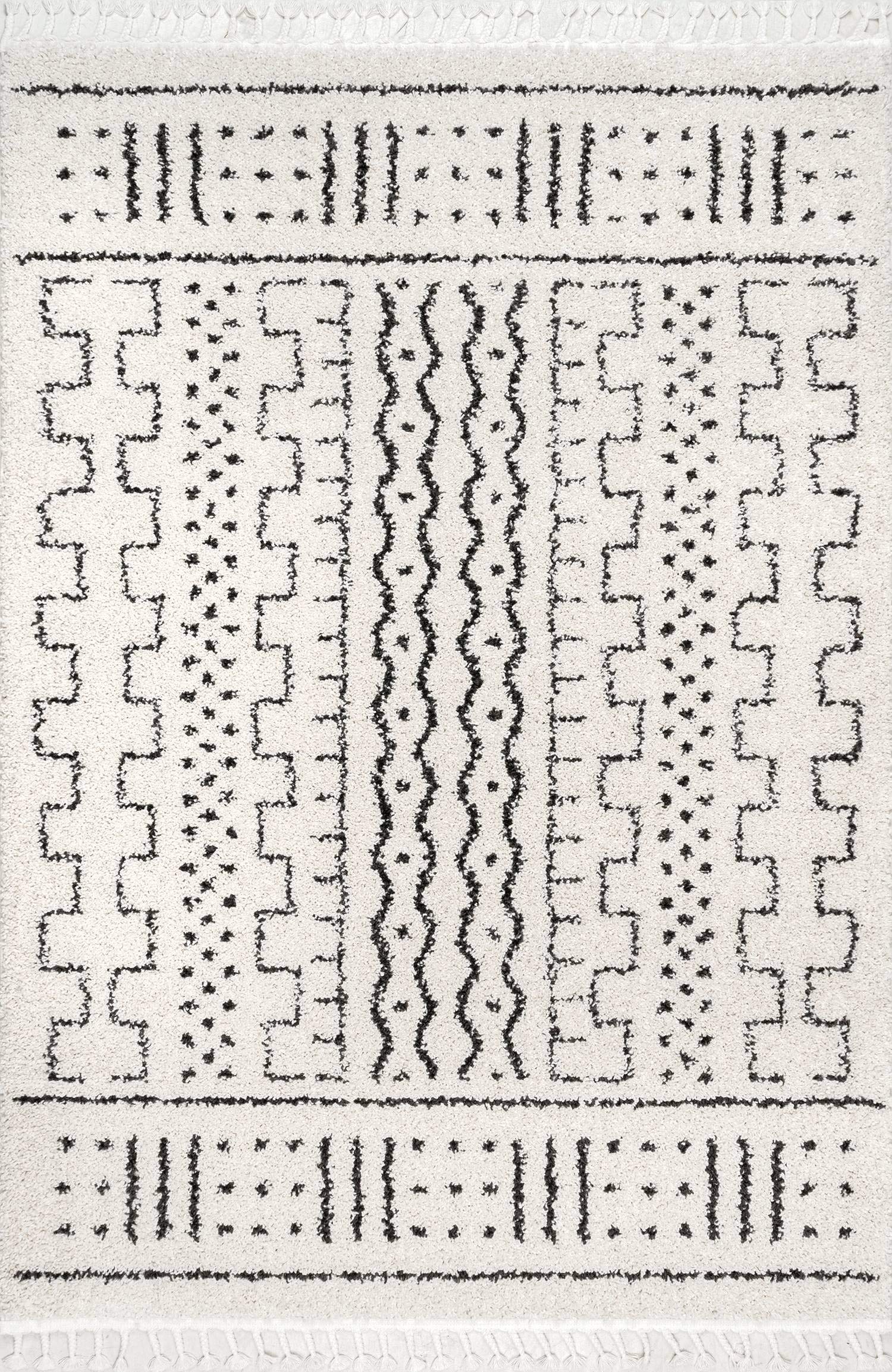 nuLOOM Sophie Moroccan Demarche Tassel Area Rug, 7x9, Off-white