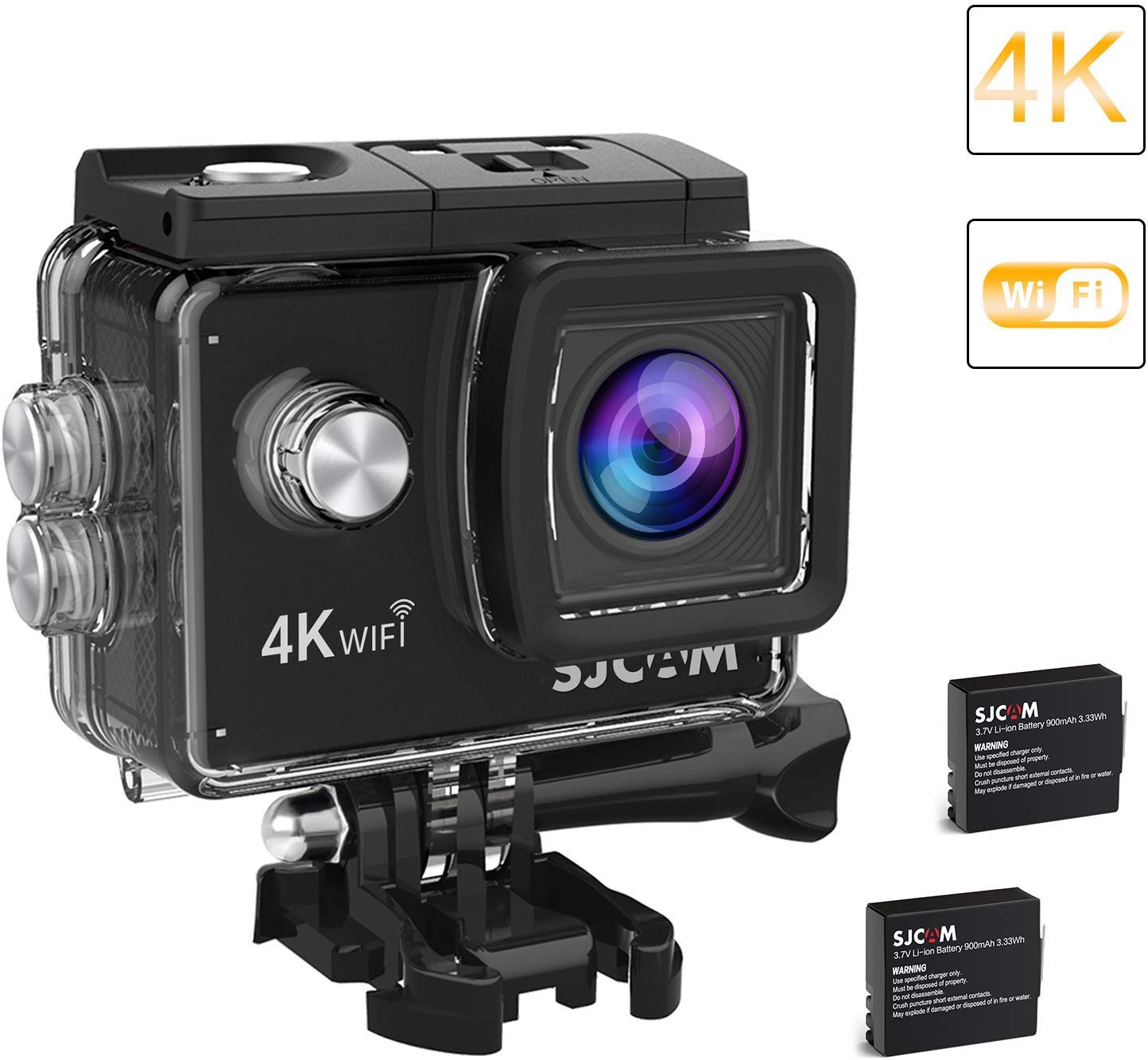 Original SJCAM SJ4000 Air 4K Wi-Fi Action Camera 16MP Waterproof DV Camcorder 170 Degree Wide Angle LCD with 2 Batteries and Mounting Accessories Kit