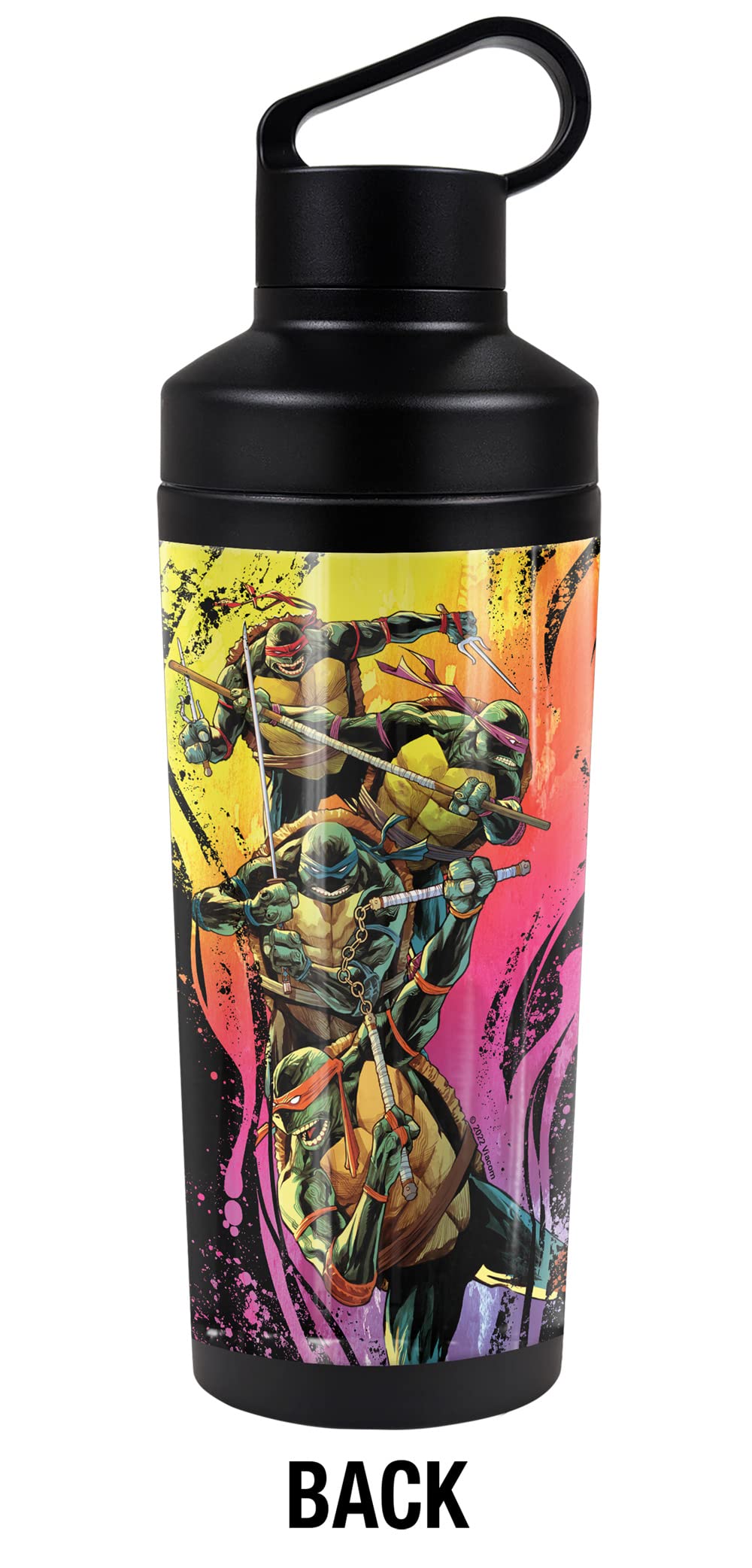 Teenage Mutant Ninja Turtles TMNT OFFICIAL Gradient Group Splash 18 oz Insulated Water Bottle, Leak Resistant, Vacuum Insulated Stainless Steel with 2-in-1 Loop Cap