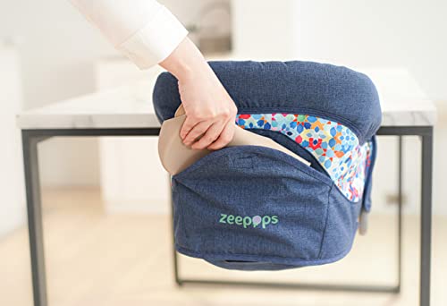 zeepops Hook On Table High Chair with Tray for Babies and Toddlers, Clip On Table Chair Portable, Fold-Flat Compact for Home, Dining Out and Travel (Denim Garden)