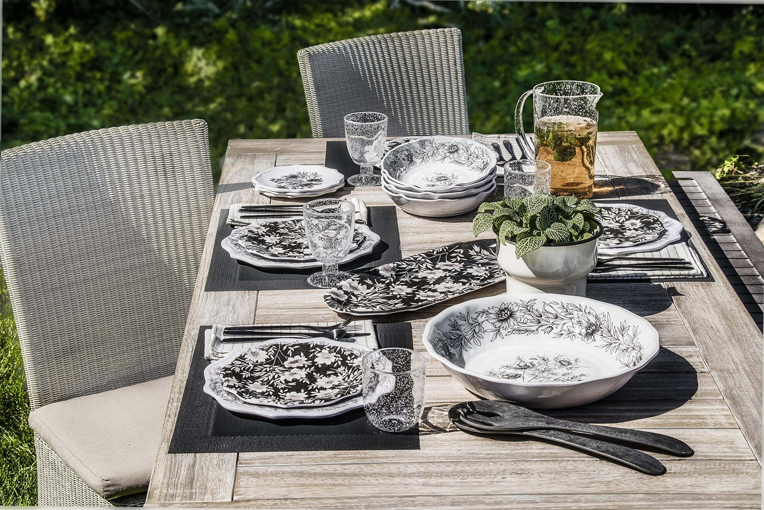 TarHong Farmhouse Botanical Pasta Bowl, 9", 39 oz, Melamine, Set of 6