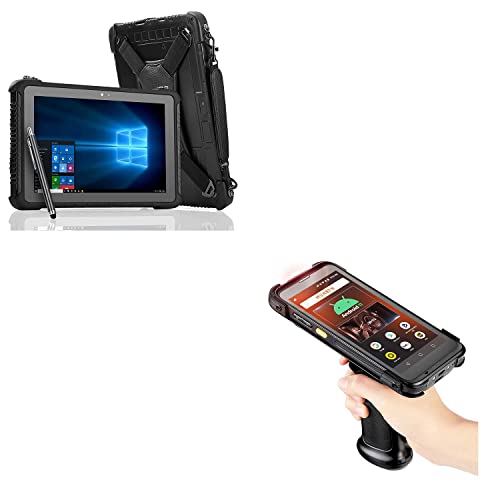MUNBYN Rugged Tablet, 10.1 inch Windows 10 Pro Rugged Tablet and 2023 Android Barcode Scanner with Pistol Grip