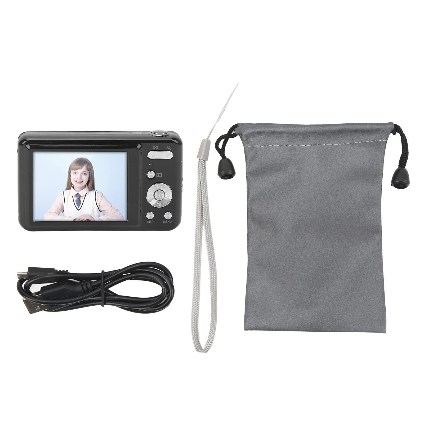 Portable Digital Camera, 48MP HD Digital Camera with 2.7in Screen and 8X Zoom, Vlogging Camera for Children Beginners, Supports 32GB Storage Expansion (Black)