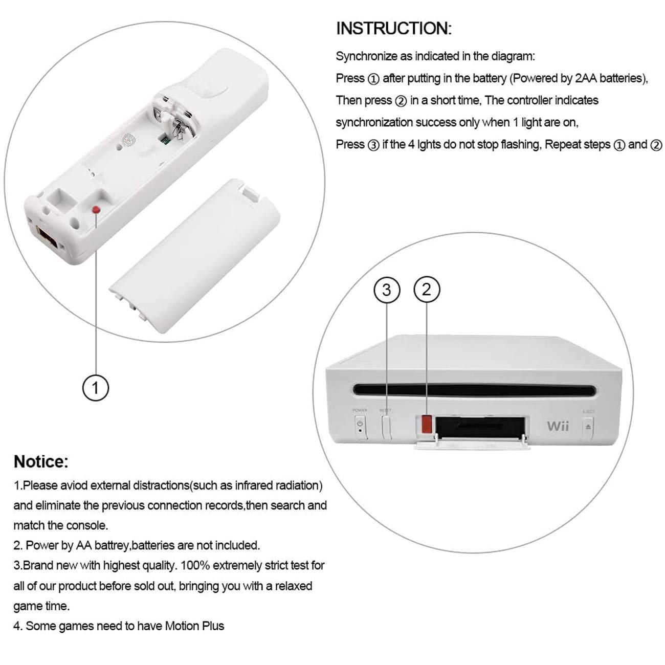 Mribo Wii Remote Controller, Replacement Remote Game Controller with Silicone Case and Wrist Strap for Nintendo Wii and Wii U (White)