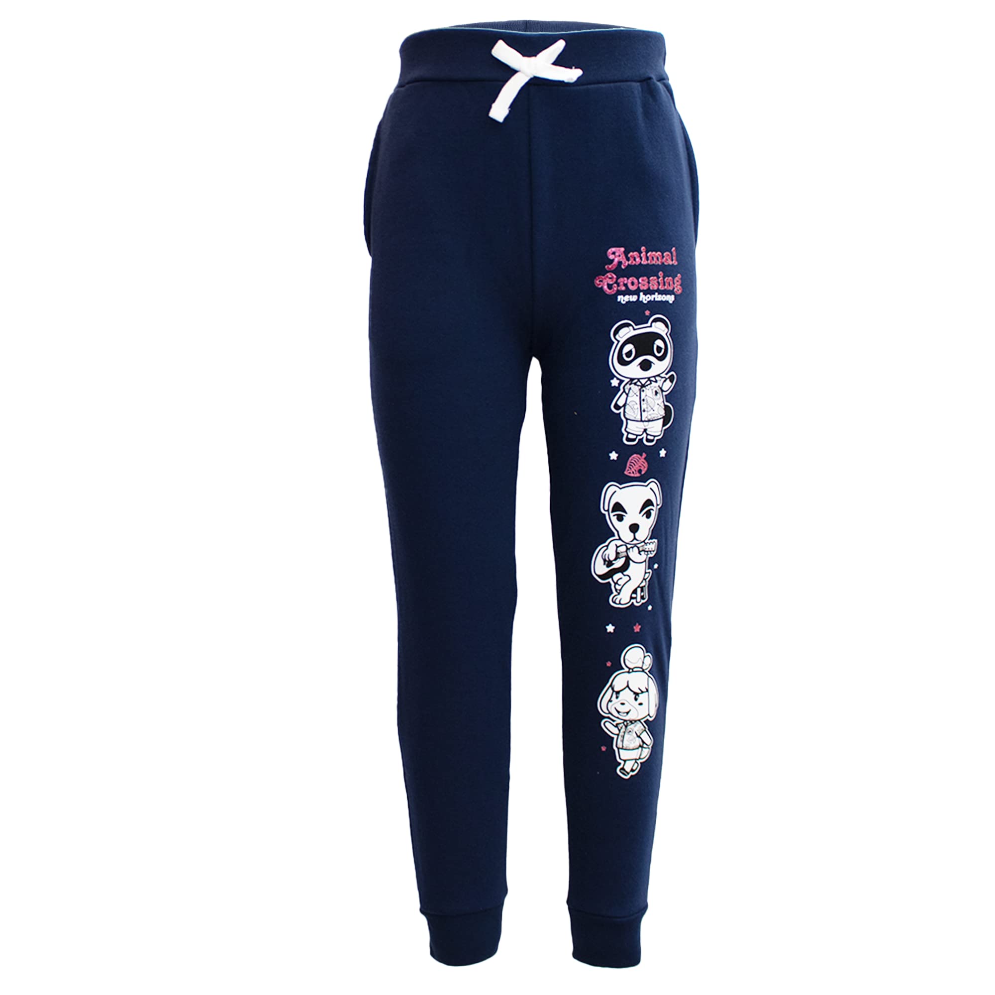 Nintendo Girls Animal Crossing Villagers Navy Joggers Sweatpants with Contrasting Drawstring, 10