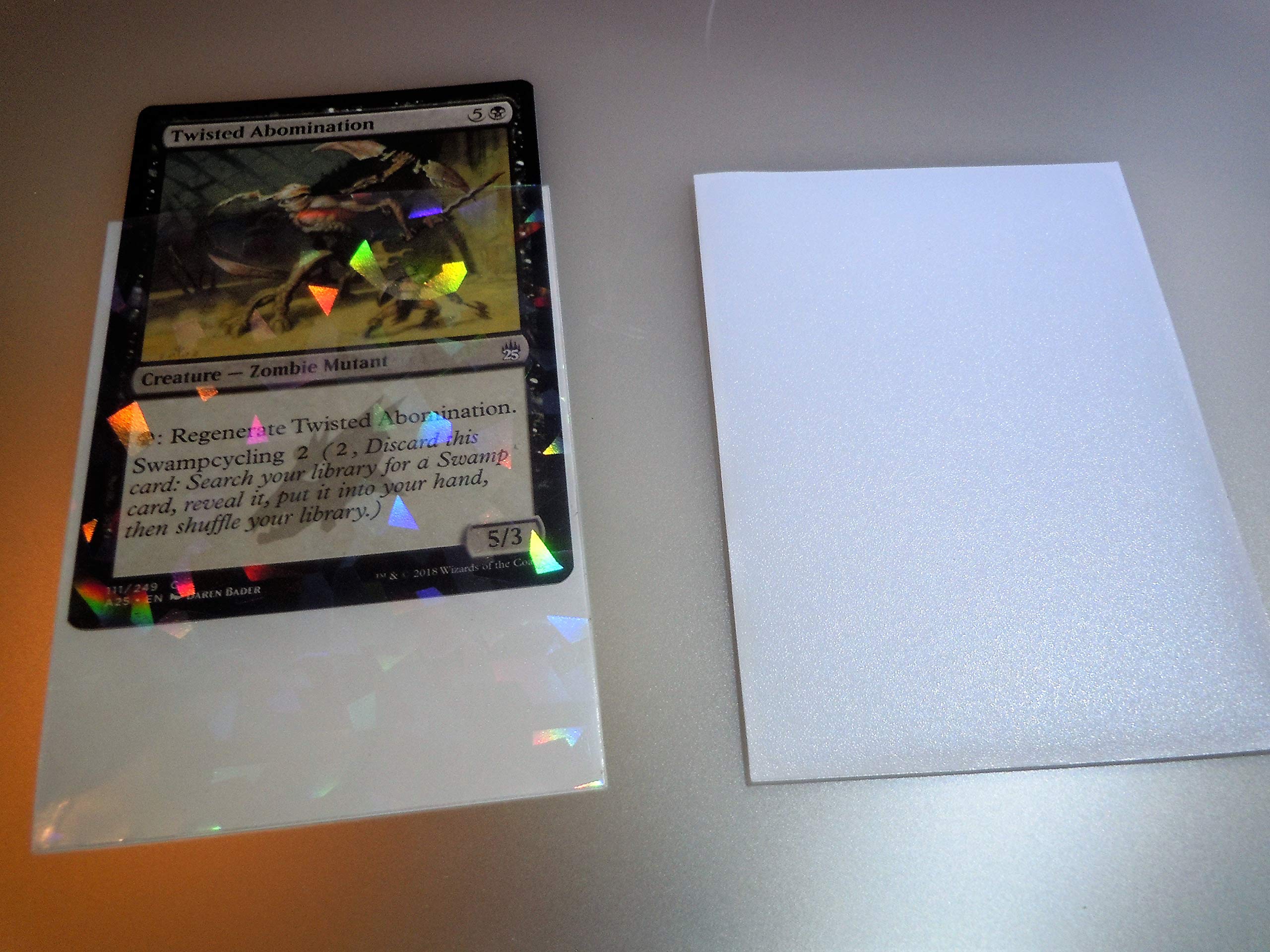 N E W Professional Holographic Matte White 100 Pack Card Deck Protector Sleeves Precise Fit for MTG and More!