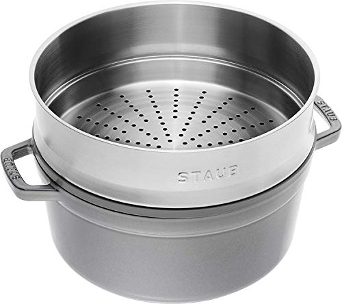 Staub Cocotte with Steamer Round 26cm Graphite Grey