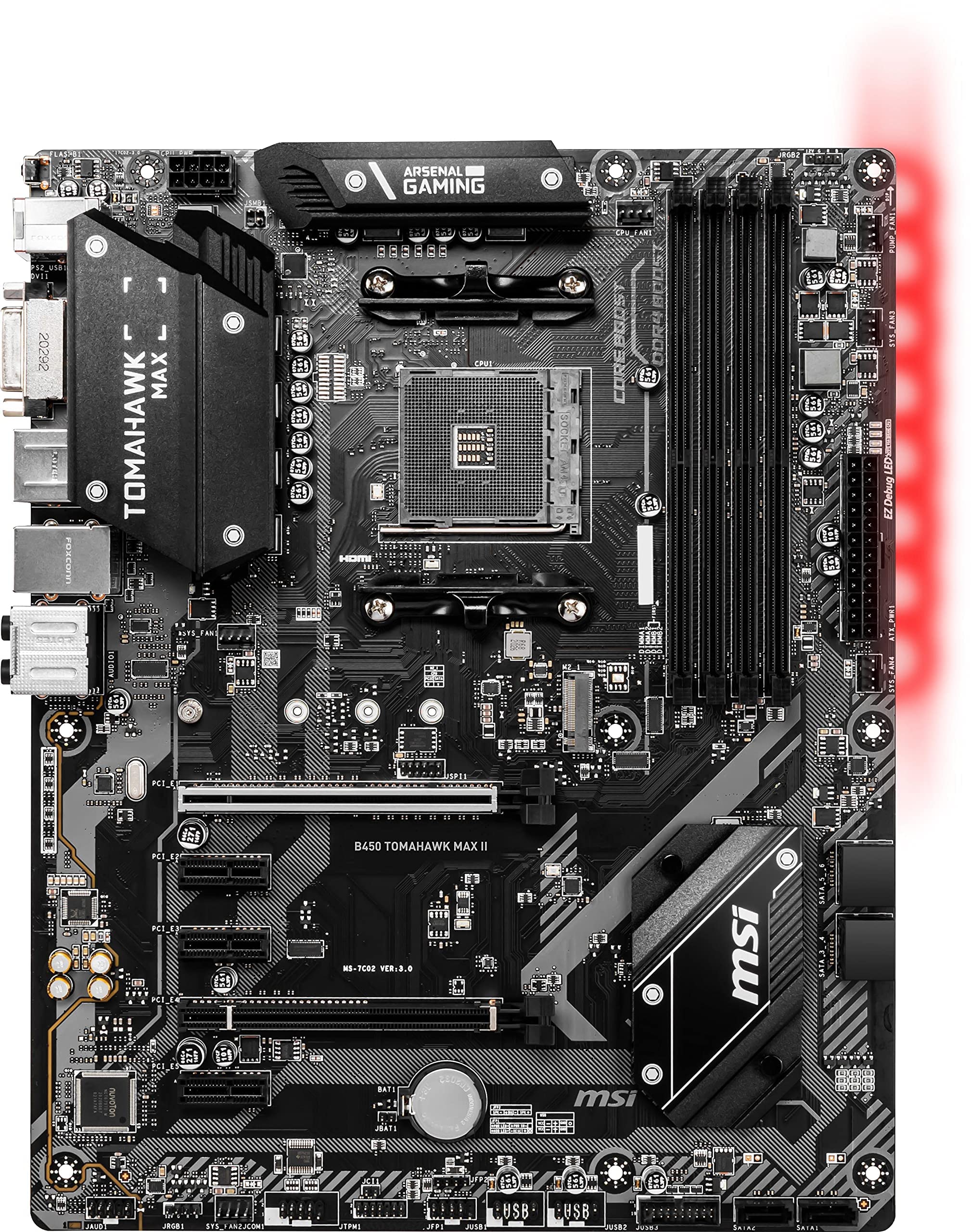 MSI Arsenal Gaming AMD Ryzen 2ND and 3rd Gen AM4 M.2 USB 3 DDR4 DVI HDMI Crossfire ATX Motherboard (B450 TOMAHAWK MAX II)