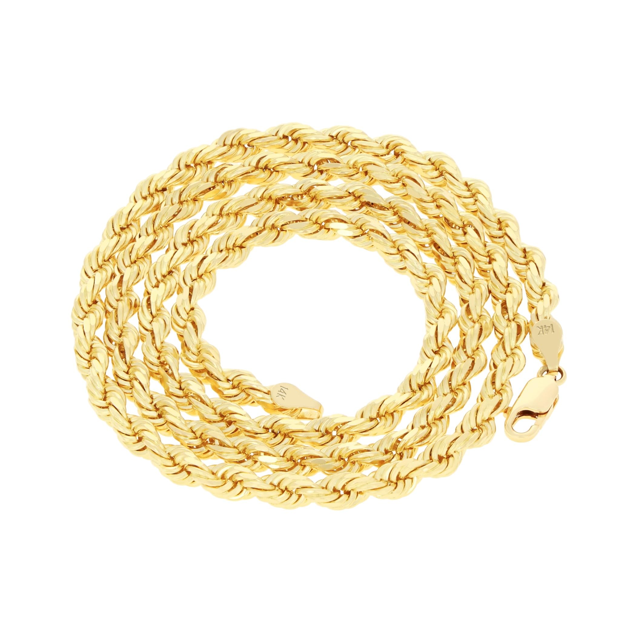 Nuragold 14k Yellow Gold 5mm Rope Chain Diamond Cut Bracelet, Mens Womens Jewelry 7" 7.5" 8" 8.5" 9"