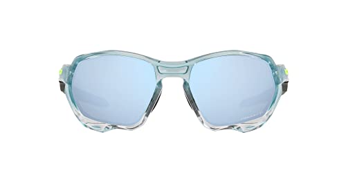 Oakley Men's OO9019 Plazma Rectangular Sunglasses, Blue Ice/Prizm Deep Water Polarized, 59 mm