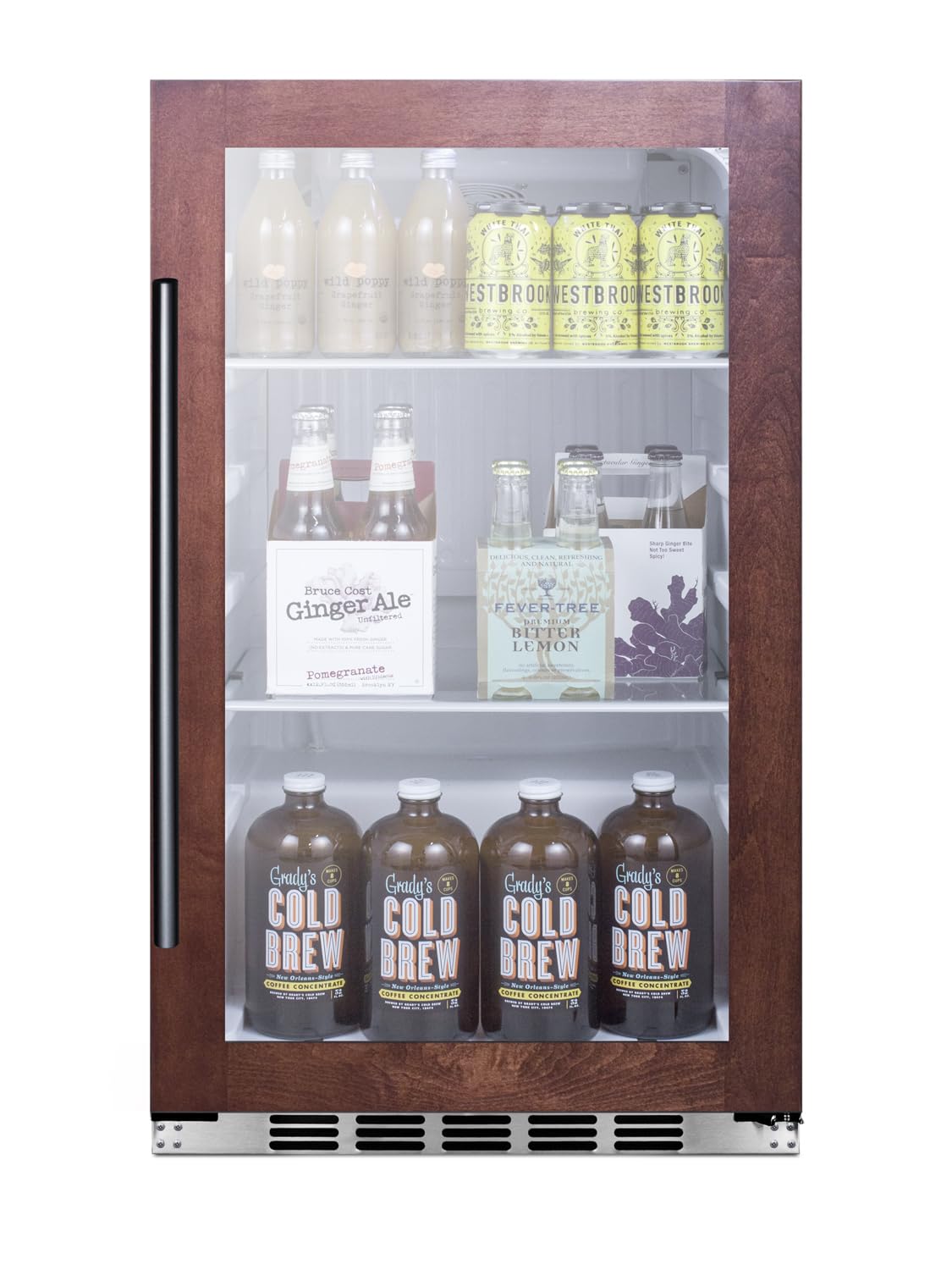Summit Appliance SPR489OSCSSPNR Commercially Approved Shallow Depth Indoor/Outdoor Beverage Cooler for Built-in or Freestanding Use with Panel-Ready Door Trim, Glass Door and Stainless Steel Cabinet