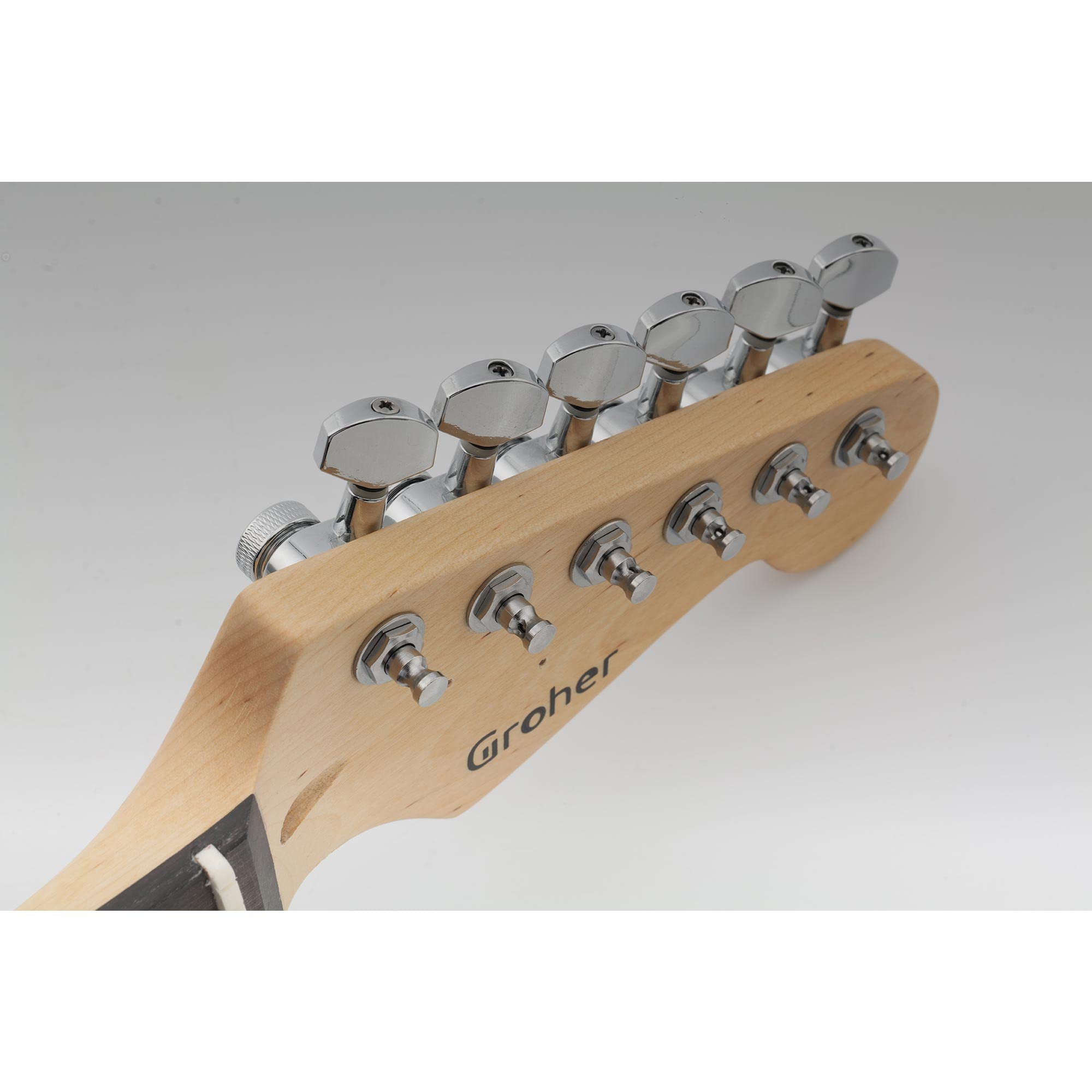 Musiclily Pro 6 inline Guitar Locking Tuners String Tuning Pegs Machines Heads Set for Fender Strat Stratocaster Tele Telecaster Electric Guitar Parts,Chrome