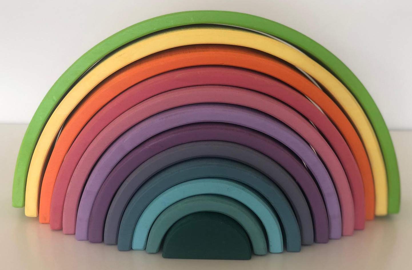 N&M Products X-Large Giant 12-Piece Pastel Rainbow Stacker 14.4" - Wooden Nesting Puzzle/Creative Building Blocks