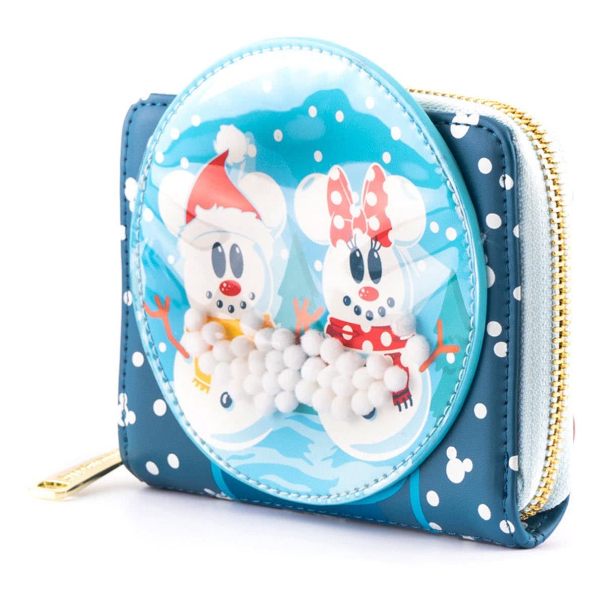 Loungefly X Disney Mickey & Minnie Snow Globe Zip Around Wallet - Fashion Cosplay Disneybound Cute Wallets