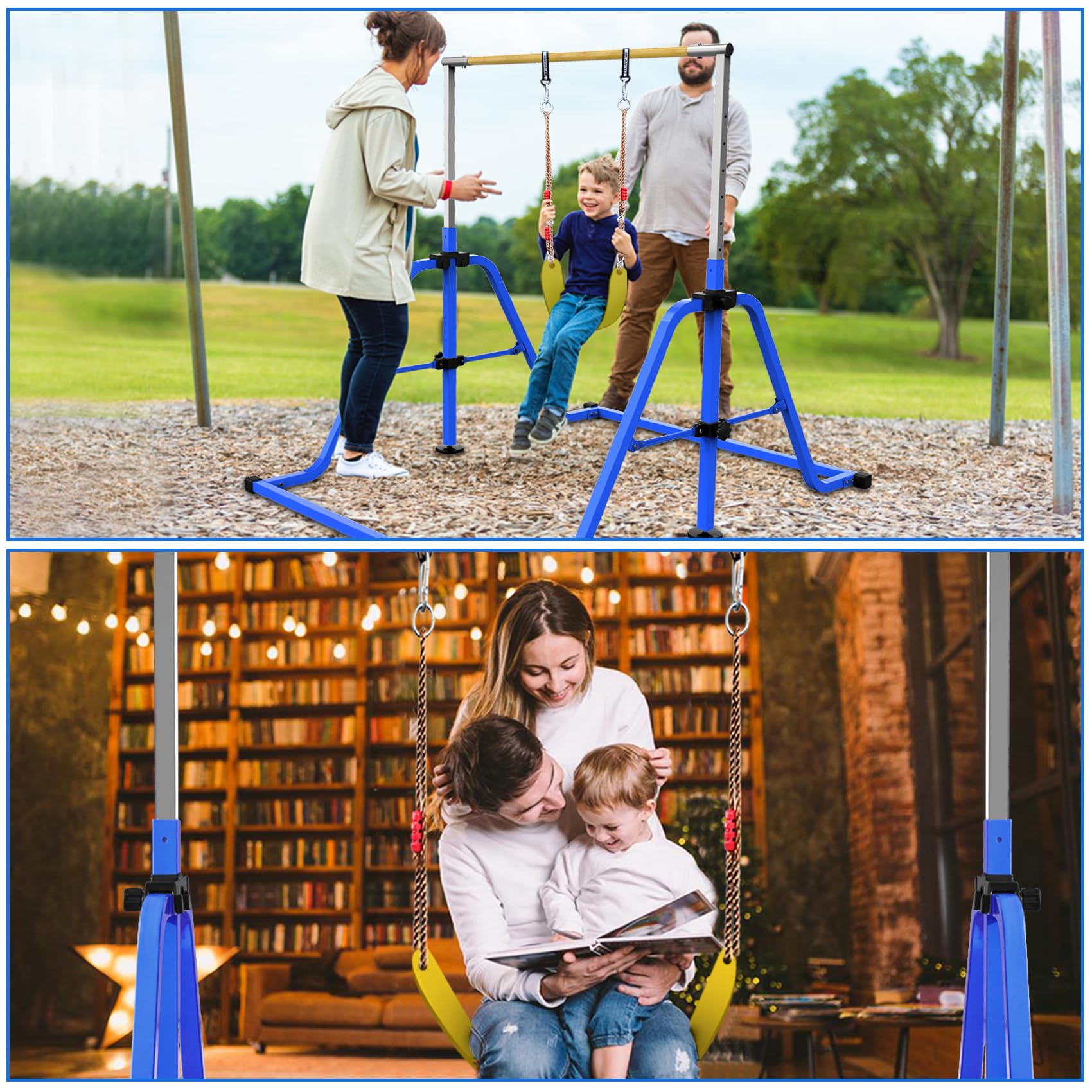 Ravs Gymnastics Bar for Kids with Swing Seat SetMax Load 170LBS