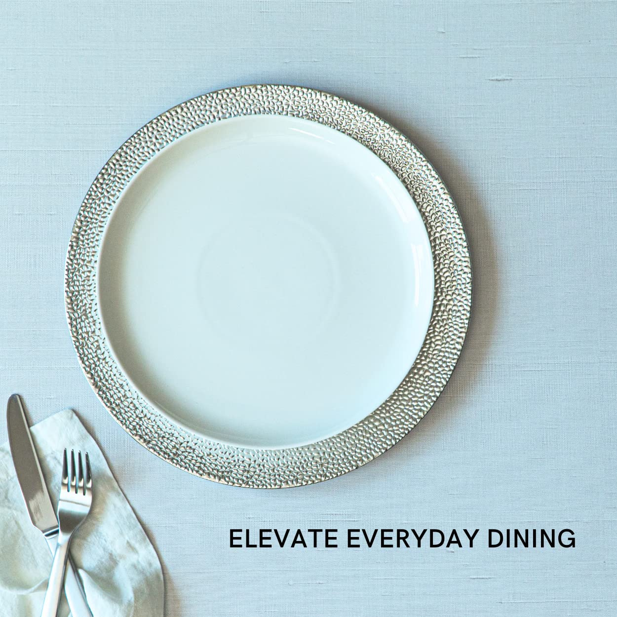 Rickion Charger Plates and Napkin Rings, Set of 6, Silver Chargers for Dinner Plates β Unique, Elegant, Bubble Plate Chargers & Matching Napkin Rings β Thick, Reusable PP Plastic