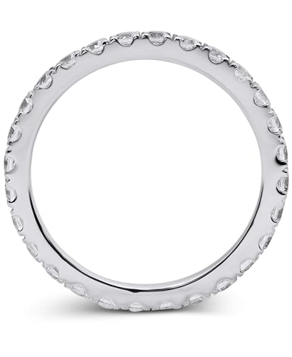 ORO LEONI 925 Sterling Silver Cz Eternity Band Ring - 14k Silver, Yellow And Rose Gold Plated (Silver, 7)