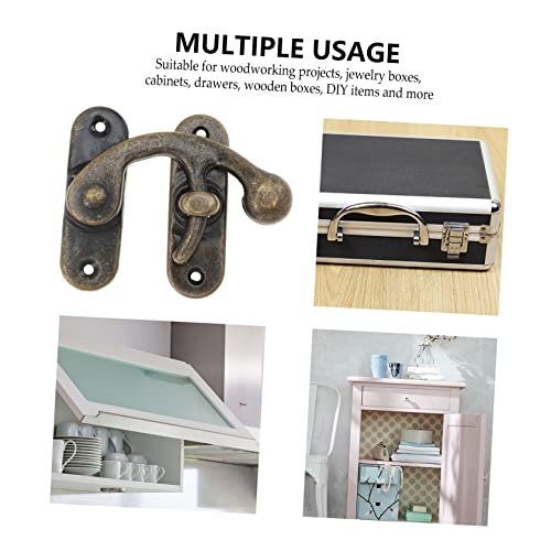 MAJHER 3pcs Buckle Buckle Cabinet Hinges Cabinet Hardware Wooden Jewelry Box Antique Right Hook Hinges for Kitchen Cabinets Cabinet Hasp Latches Right Hook Horn Lock Case Right Lock Hook