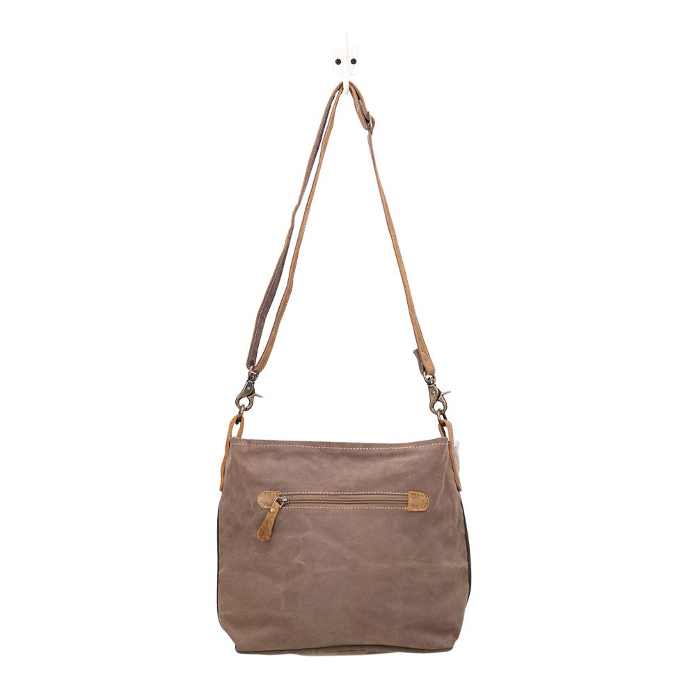 Myra Bag Dove Upcycled Canvas & Cowhide Shoulder Bag S-1448