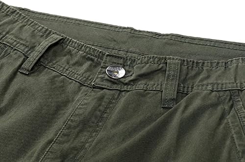 Mens Multi Pockets Cotton Cargo Pants Relaxed Fit Stretch Cargo Trousers Hiking Fishing Running Workout Sweatpants (Green,36)