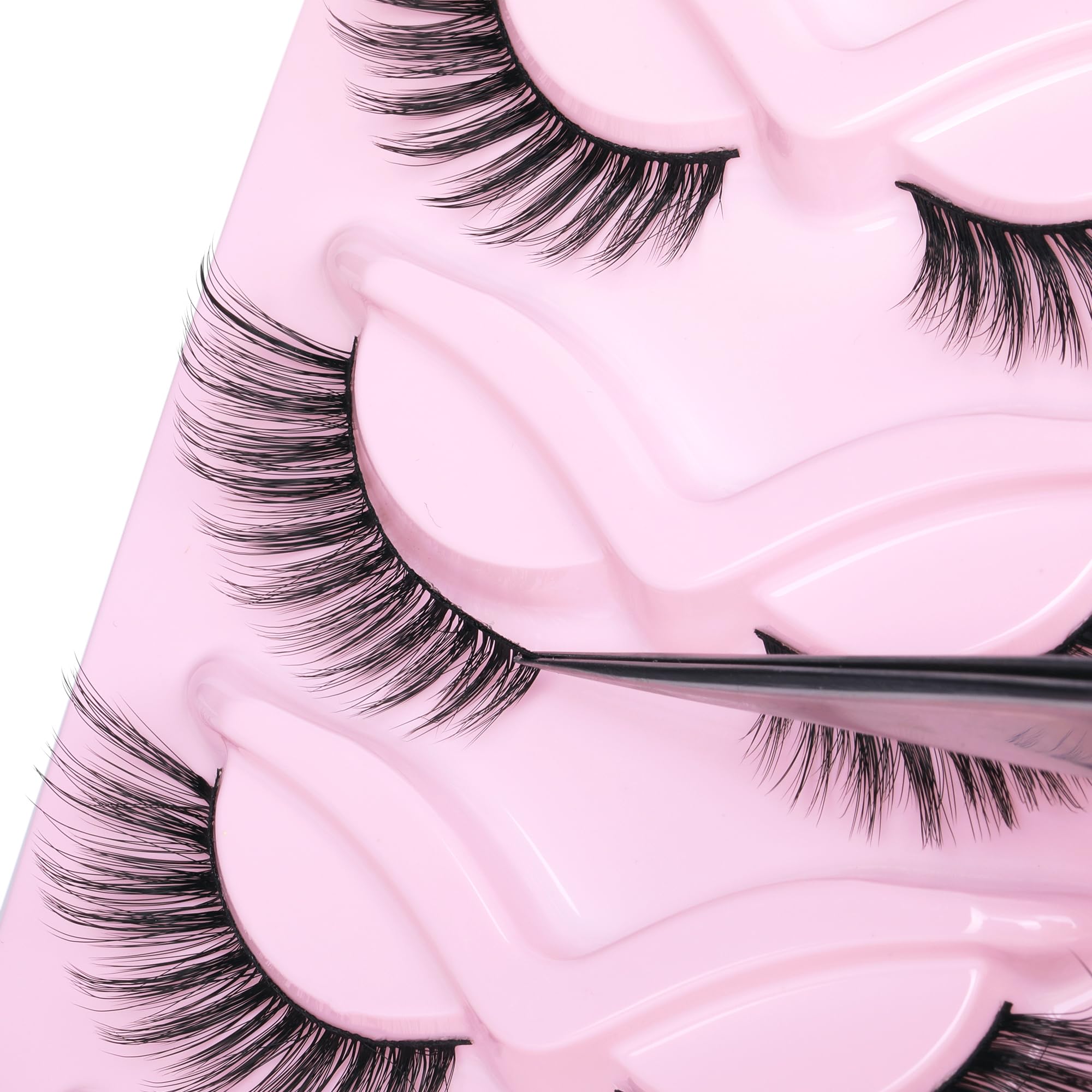 Mink Lashes Fox Eye Lashes Natural Look Wispy False Eyelashes Fluffy Cat Eye Lash Extension Strip Fake Lashes by Geeneiya Black 10 Pair (Pack of 1)