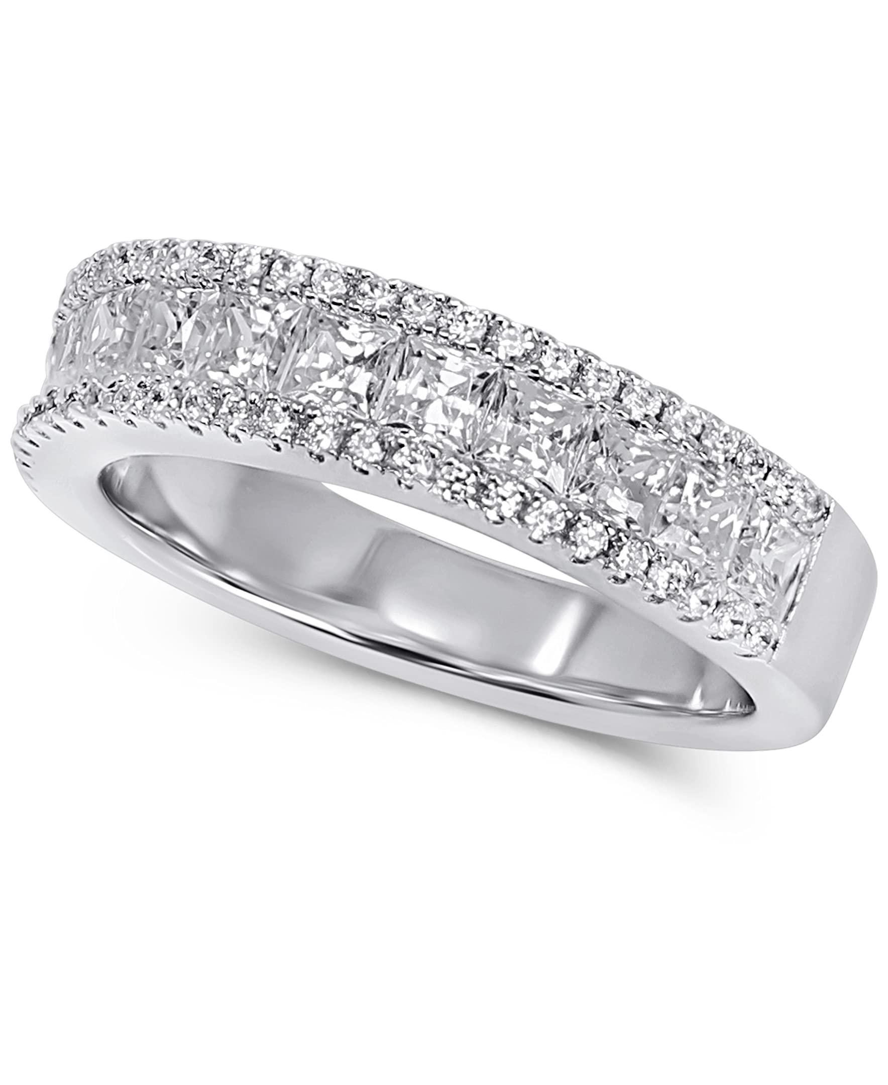 ORO LEONI 925 Sterling Silver Cubic Zirconia Band Ring, Size 7
