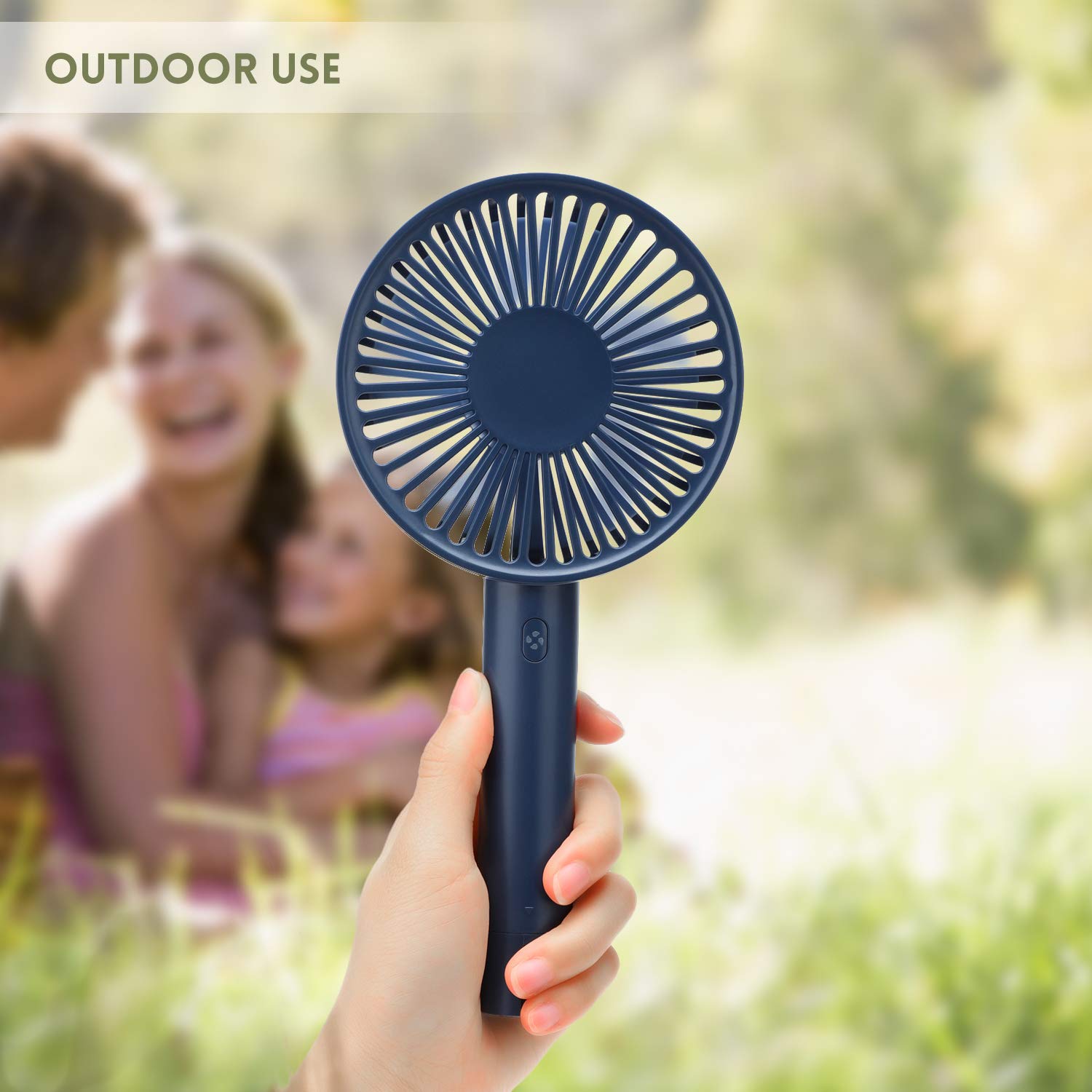 NUÜR Mini Handheld Fan, Oscillating Desktop Cooling Fan with USB Rechargeable 2000mAh Battery for Office Room, Portable for Outdoor, Travelling, Camping (Rotation)