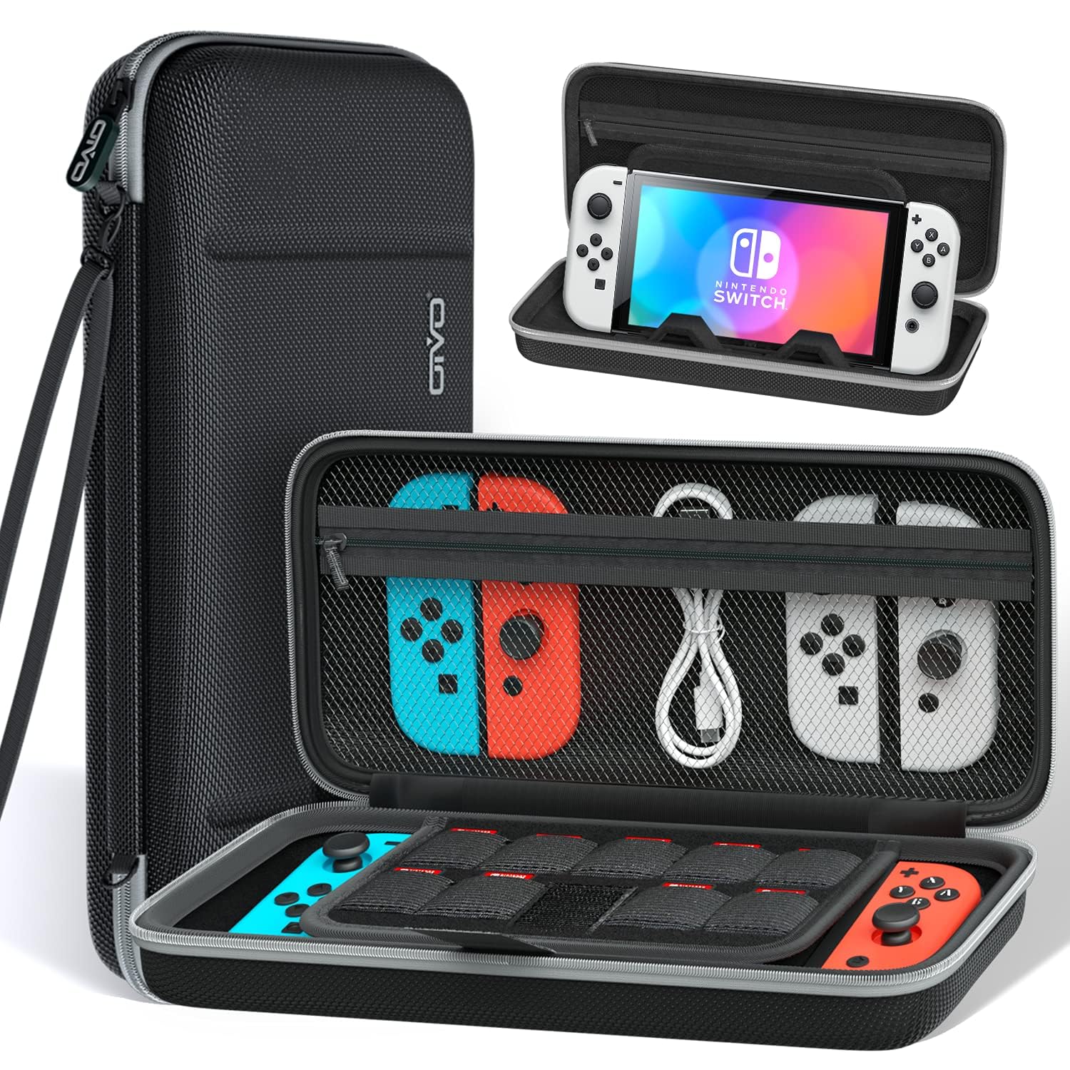 OIVO Switch OLED Case for Switch OLED New Model, Large Capacity Switch Carrying Case Portable Travel Hard Case with Game Card Storage Slots Compatible with Nintendo Switch/OLED Model