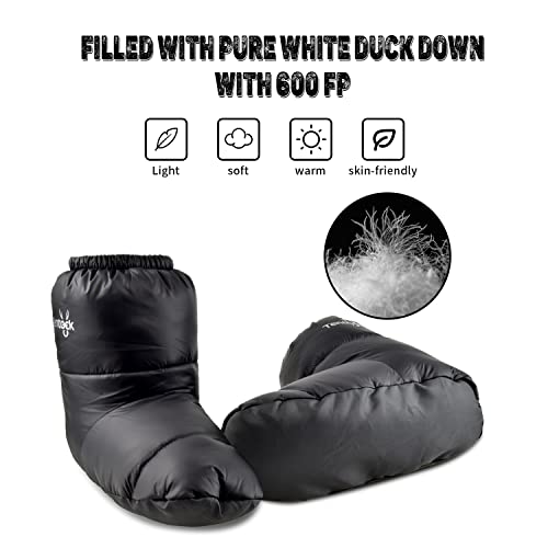 Tentock Camping Down Booties for Men Women Ultralight Waterproof Winter Down Socks for Skiing Snowboarding Indoor(XL)