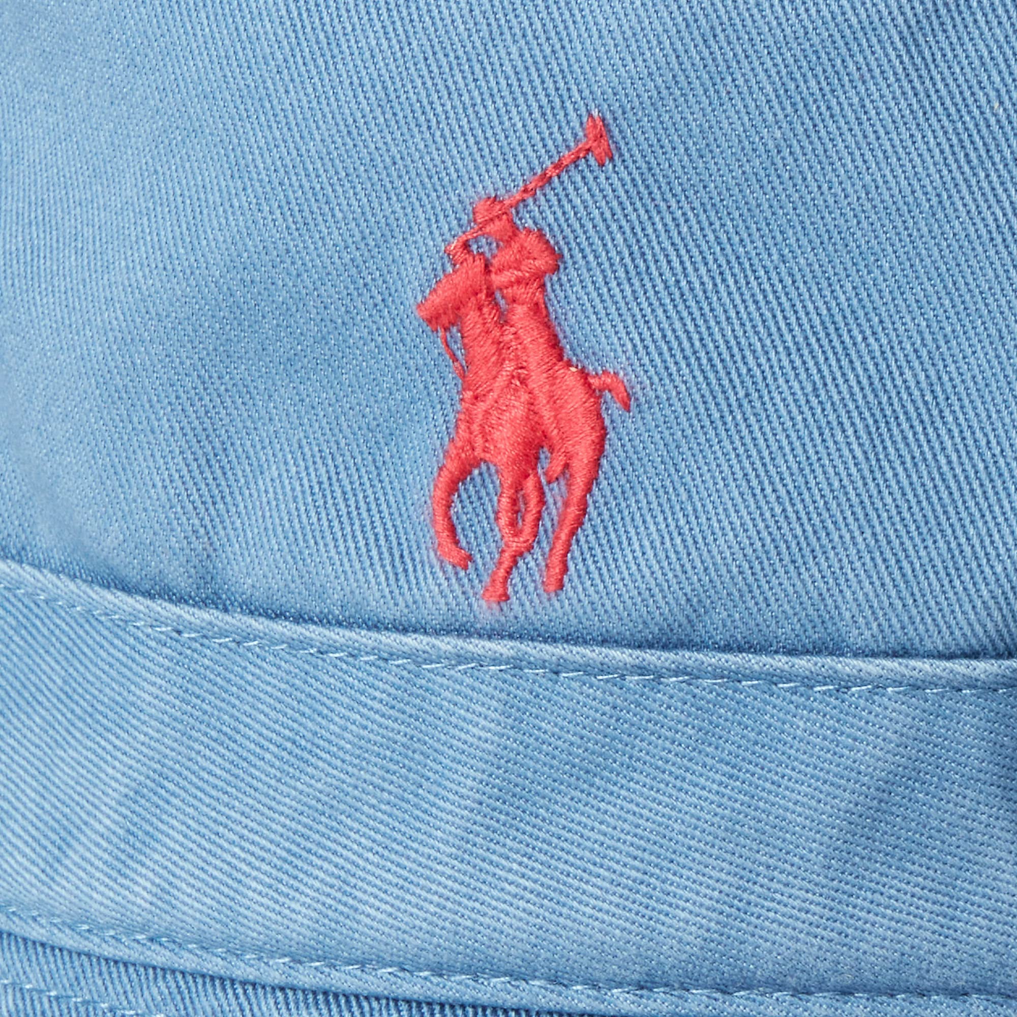 POLO RALPH LAUREN Men`s Chino Bucket Hat (Delta Blue(1002)/Red, Large/X-Large)