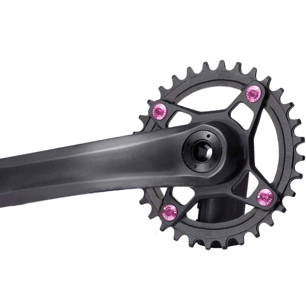 RANOKI Single Chainring Bolts 5 Pack 7075 Aluminum Alloy Chainring Bolts for Mountain Bike BMX Road Bicycle, MTB (Pink)