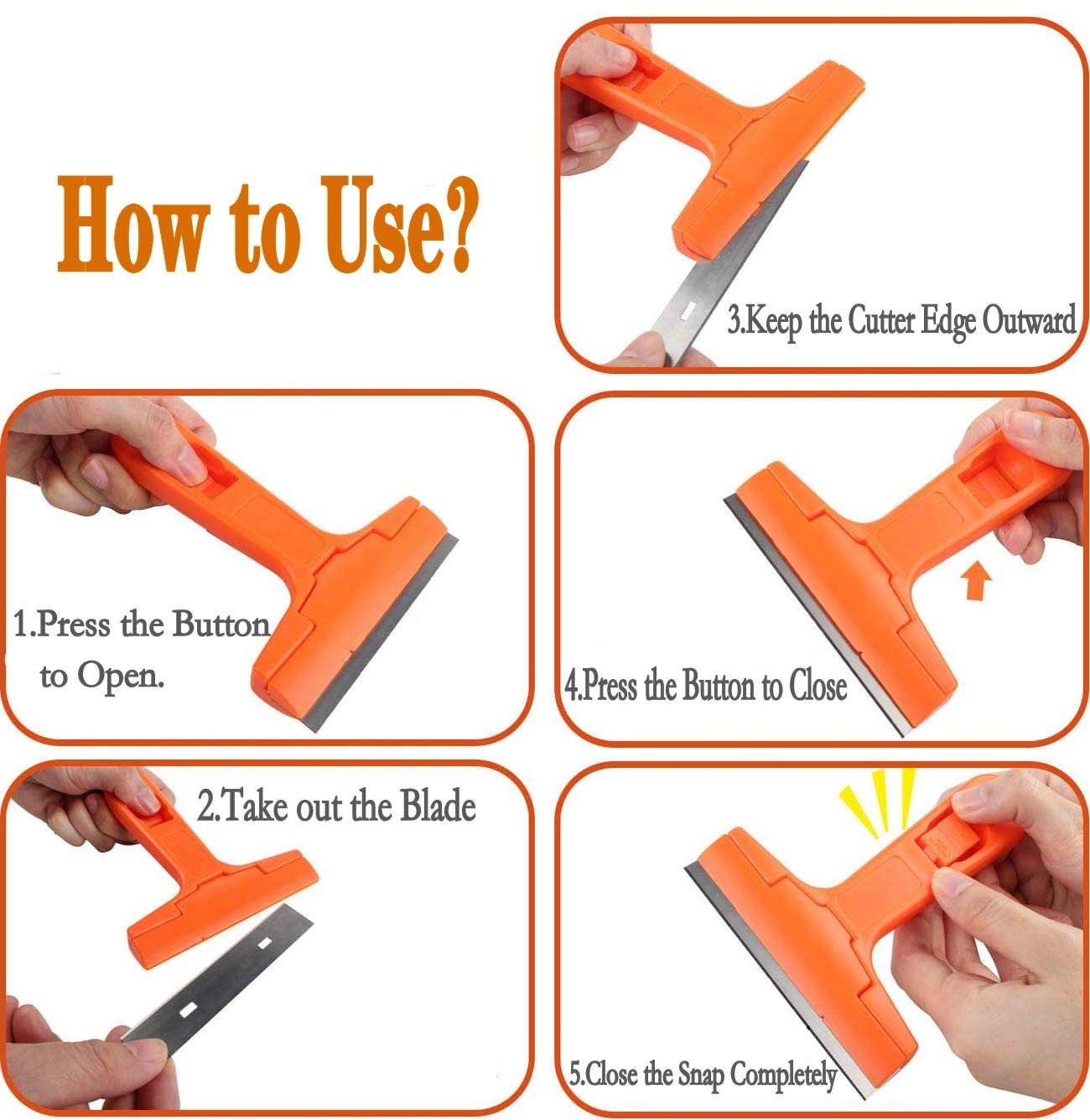 VIMI Glass Scraper Razor Blade,Razor Blade Scraper,Paint Scraper,Window scraper for Remover Tool Remove Surface Stains,Paint,Automotive Glass Film(4 inch-2 Handle + 20 Pack Replacement Blades)