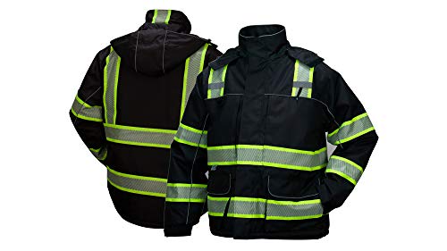 Pyramex RPB35 Series Teflon Coated Waterproof Black Parka ANSI Type O Class 1 With Quilted Lining Large