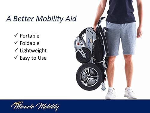 Miracle Mobility Platinum 8000 Electric Wheelchair, 61 LBS, Foldable, Aluminum, Portable, Compact, with Two Powerful Motors, Approved for Airline Travel (Silver)