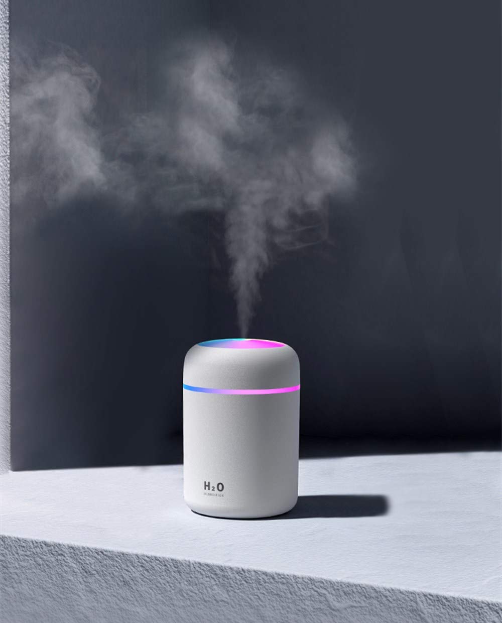 Portable mini humidifier, small atomizing atomizer (with color ambient night light), portable USB personal humidifier, used in bedroom, travel, office, ultra-quiet 300ml automatic shutdown humidifier