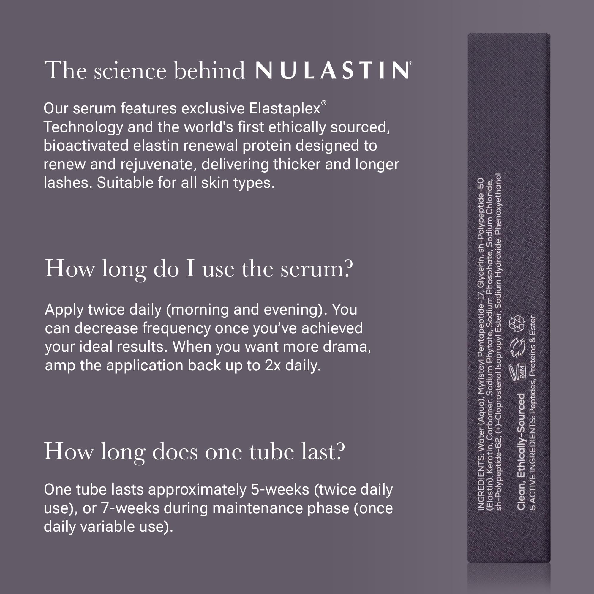 NULASTIN LASH Follicle Fortifying Serum with Elastaplex, Eyelash Boosting Treatment for Longer Looking Lashes, Vegan-Friendly & Cruelty-Free (3 ml)