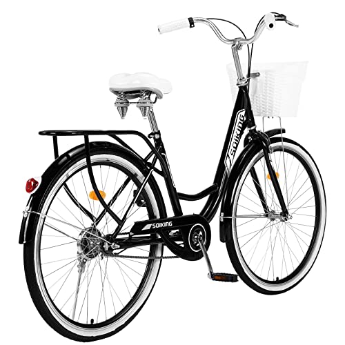 visdron 3 Bike 26-Inch Womens Comfort Bikes Beach Cruiser Bike Single Speed Bicycle Comfortable Bicycle Bicycle Tandem (Purple, One Size)
