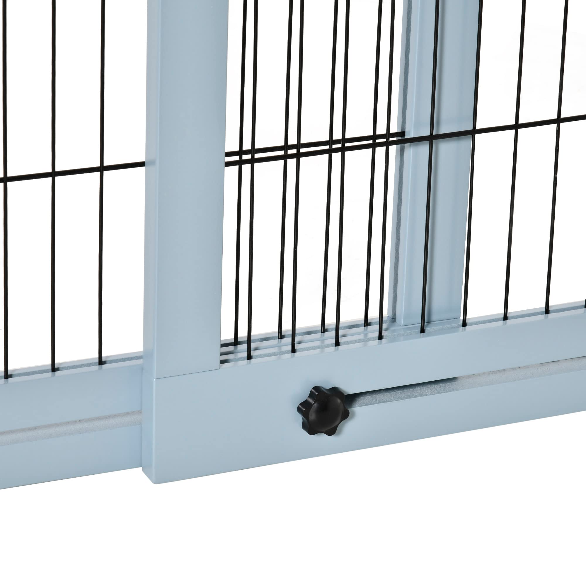 PawHut 72" W x 27.25" H Extra Wide Freestanding Pet Gate with Adjustable Length Dog, Cat, Barrier for House, Doorway, Hallway, Gray