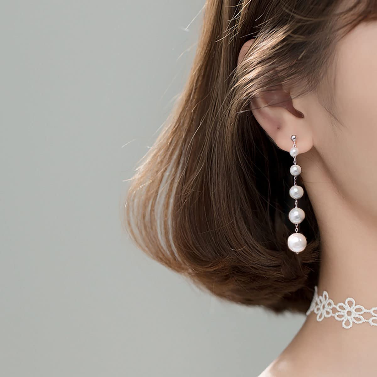 SLUYNZ Sterling Silver Pearl Earrings Dangle for Women Teen Girls Wedding Pearl Dangling Earrings Ball Studs (A-Silver)