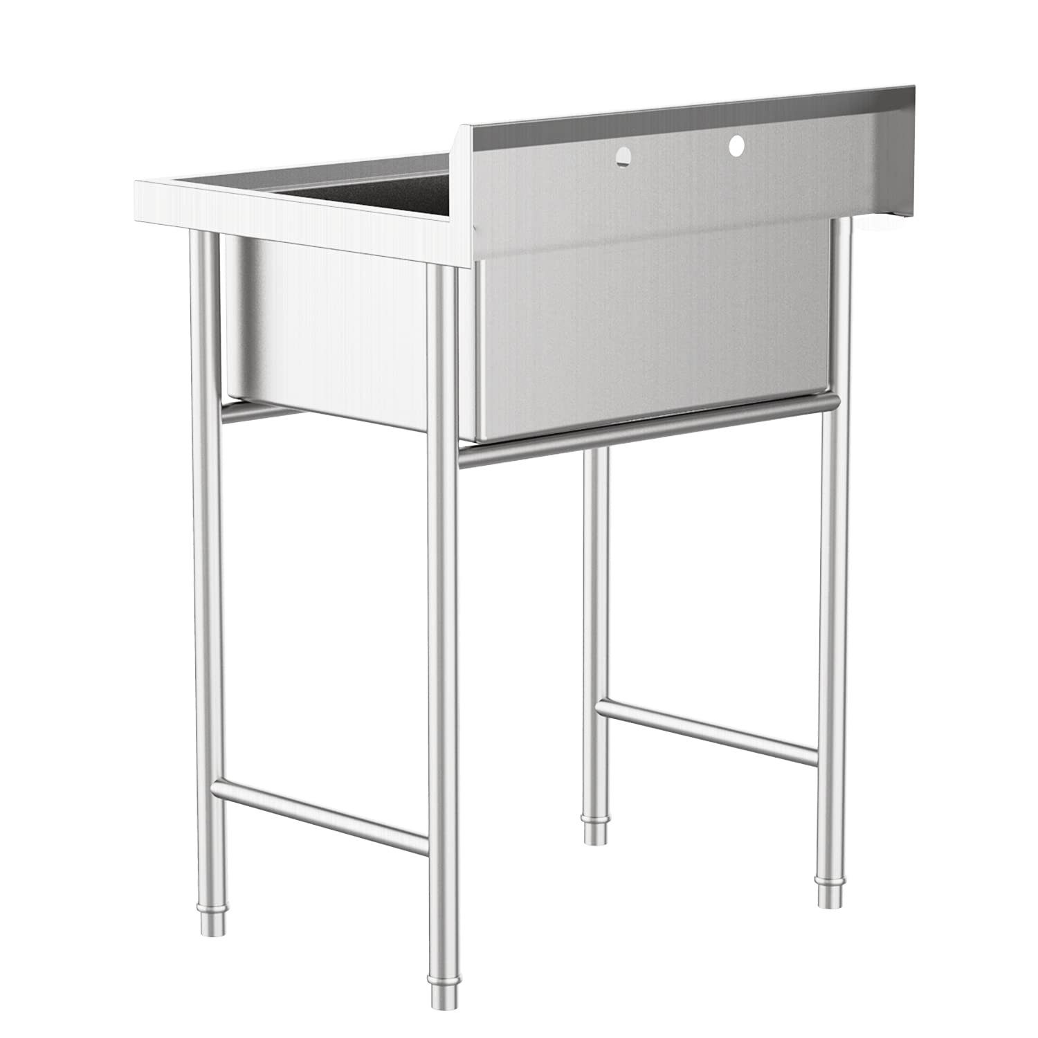 VINGLI Upgraded Free Standing 304 Stainless Steel Utility Sinks for Laundry Room with Backsplash, Industrial Garage Sink Commercial Sink for Restaurant, Workshop β 28" W x 24" D x 40.2" H