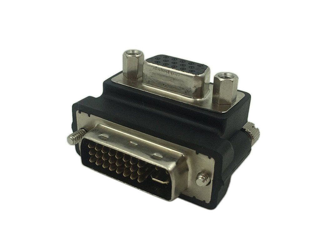 Nightwolf ® Right Angle 90 Degree L Style DVI-I 24+5 Analog Digital Male to VGA Female Adapter Convert Cable for HDTV LCD