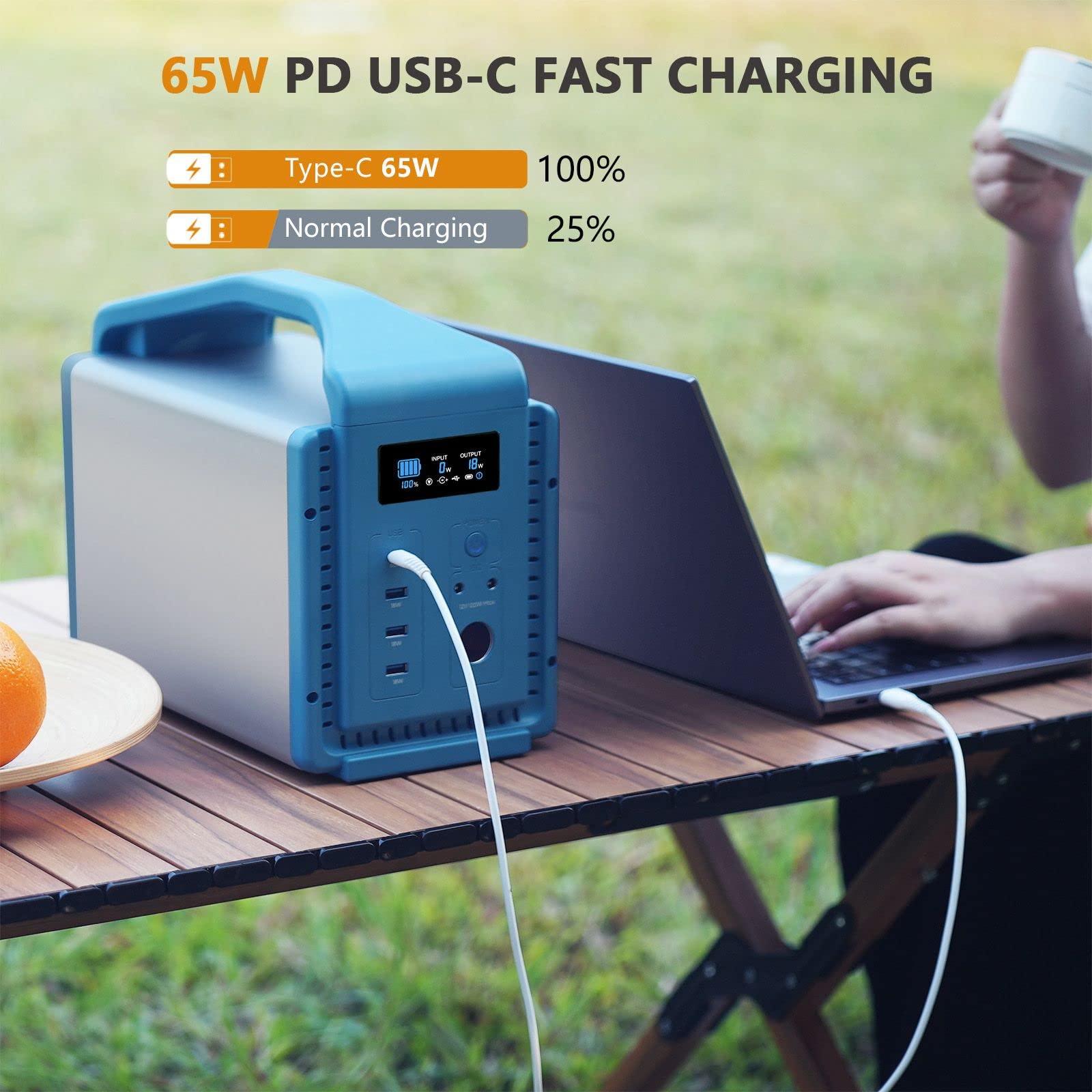 Portable Power Station with 100W Solar Panel Included, YOLANESS 500W Solar Generator with 560Wh Lithium Battery for Outdoor Camping