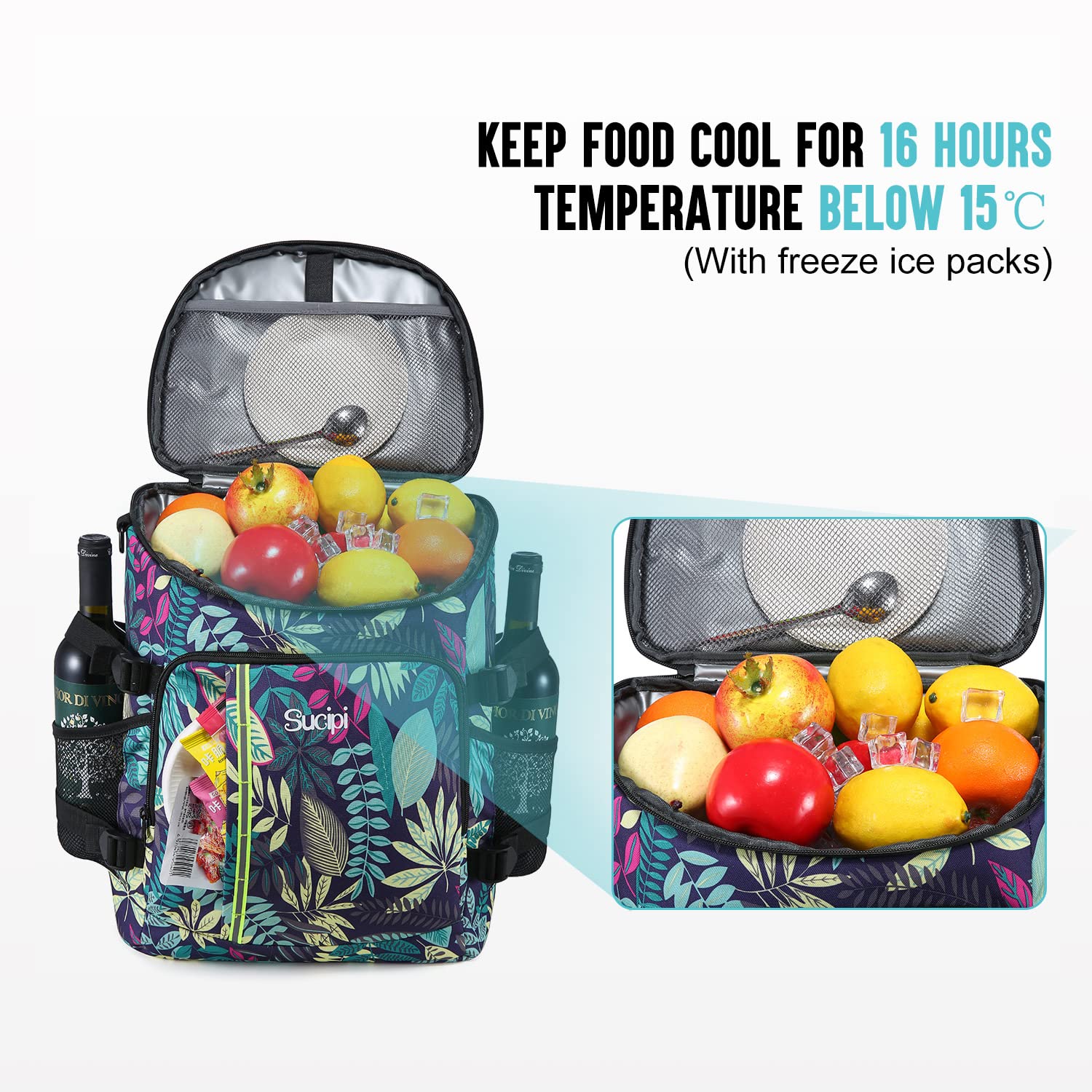 Sucipi Cooler Backpack, 36 Cans Leakproof Waterproof Backpack Cooler, Large Capacity Lightweight Travel Beach Insulated Backpack Ice Chest for Men and Women