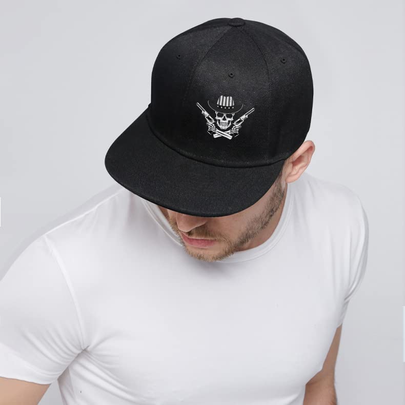Skull Hat Snapback Hats for Flat Bill Brim Hat Black Men Hats Mens Fitted Caps Cool Men's Bulk Blank Cap Adjustable