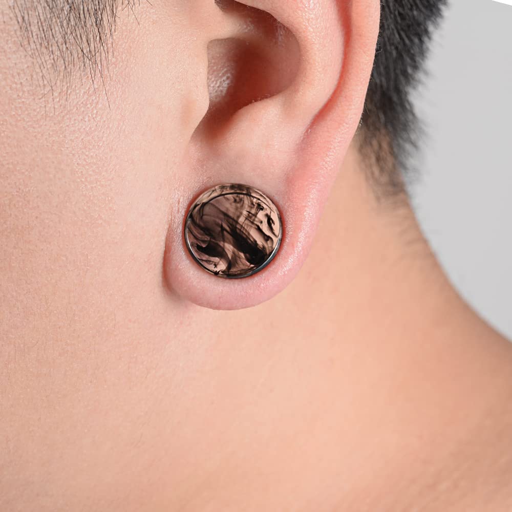 POBAISITER 1 Pair Acrylic Smoke Solid Double Flare Ear Gauges Tunnels 8mm-25mm Stretcher PurpleGreen Grey Red Woman Man Body Piercing Jewelry