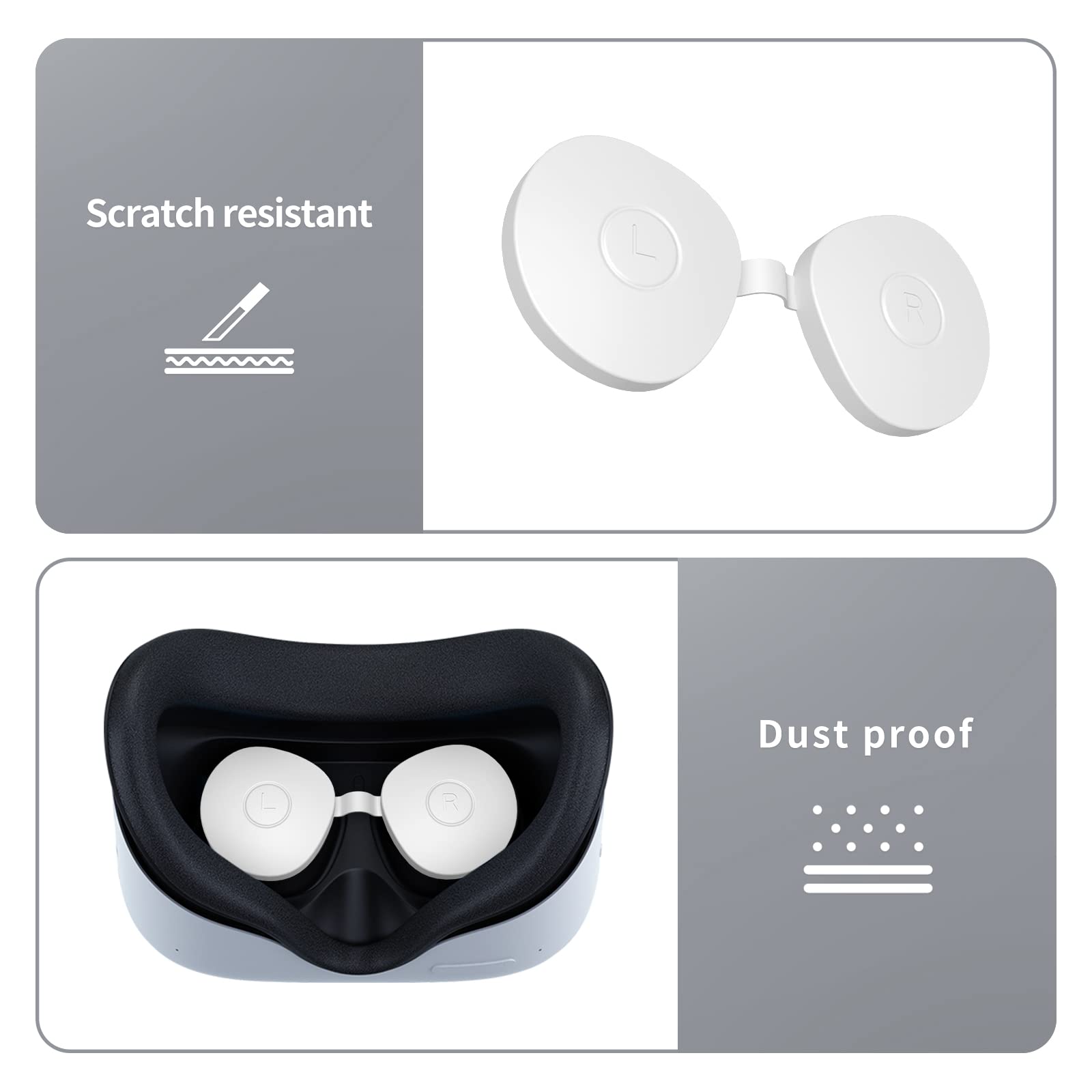 SUIHUOJI for VR Oculus Quest 2 Accessories 5 in 1 Replacement Head Strap Elite Kits Protective Lens Cover Sweatproof/Silicone Face Pad Cover/Controller Grips Cover for Quest 2 Headset (White)