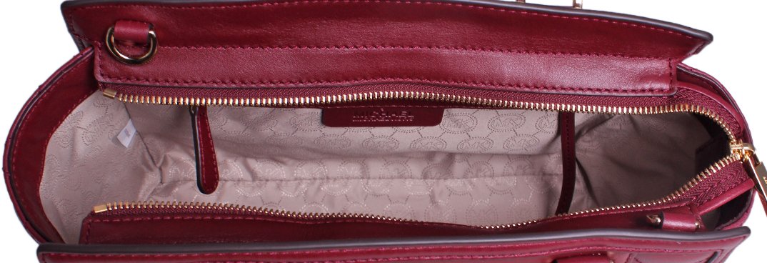 Michael Kors Selma Zip Quilt medium Satchel Claret Leather