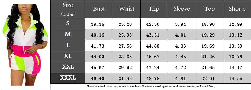 Molilove Women 2 Piece Windbreaker Tracksuit Zip Jacket Crop Tops and Shorts Pants Tracksuit Outfits