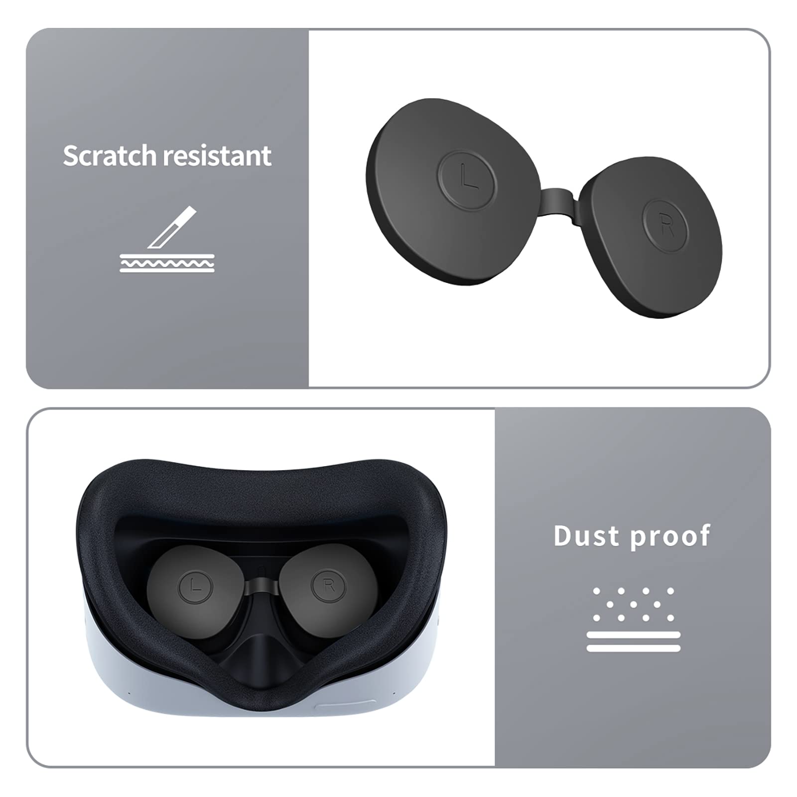 SUIHUOJI for VR Oculus Quest 2 Accessories 5 in 1 Replacement Head Strap Elite Kits Protective Lens Cover Sweatproof/Silicone Face Pad Cover/Controller Grips Cover for Quest 2 Headset (Black)